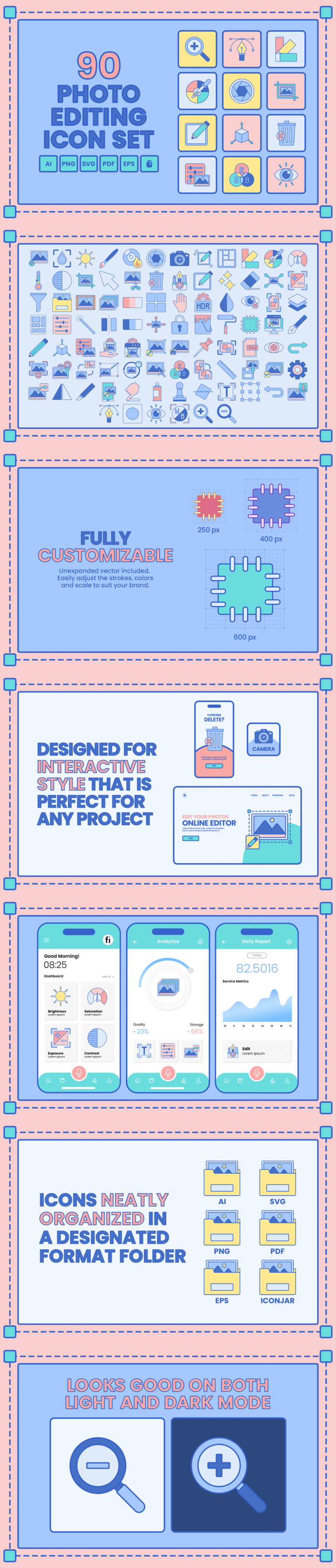90 Photo Enhancing Icon Set - Flat Icons