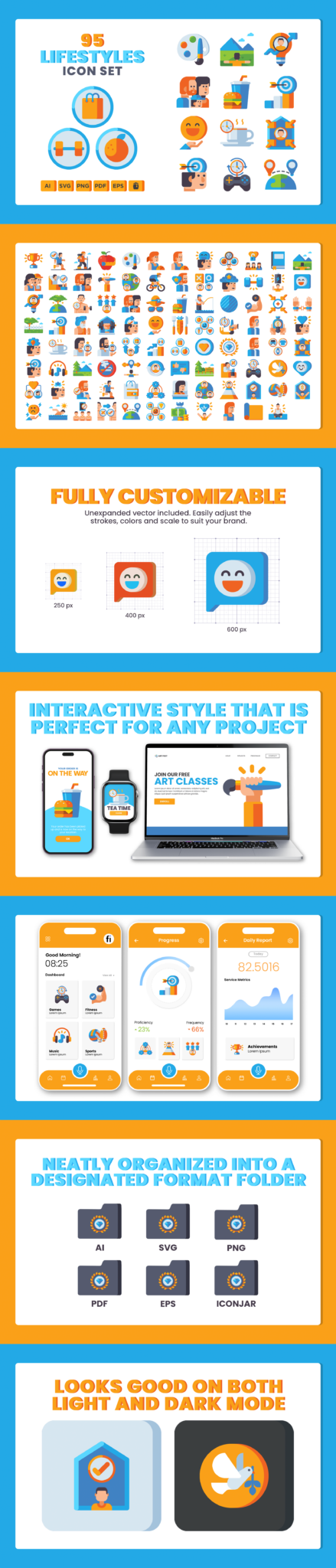 95 Daily Habits Icon Set - Flat Icons