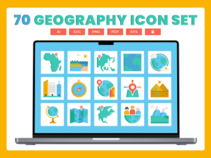 70 Earth Science Icon Set - Flat Icons