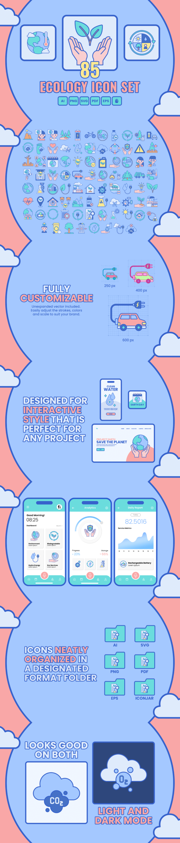 85 Ecosystem Icon Set - Flat Icons