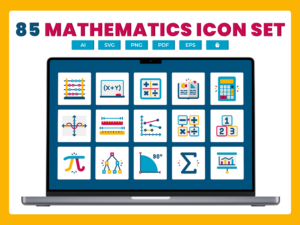 85 Mathematics Icon Set - Flat Icons