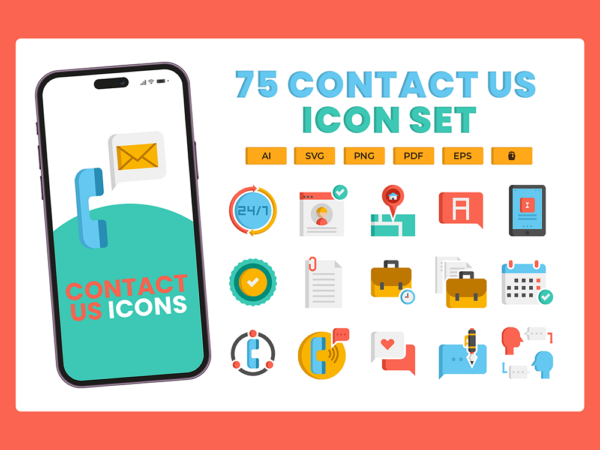 75 Reach Out Icon Set - Flat Icons