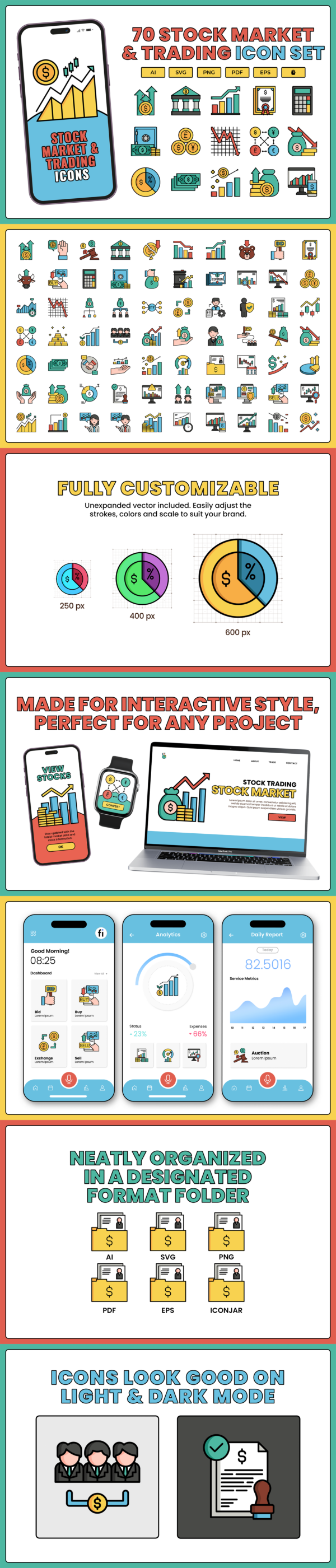 70 Equities Icon Set - Flat Icons