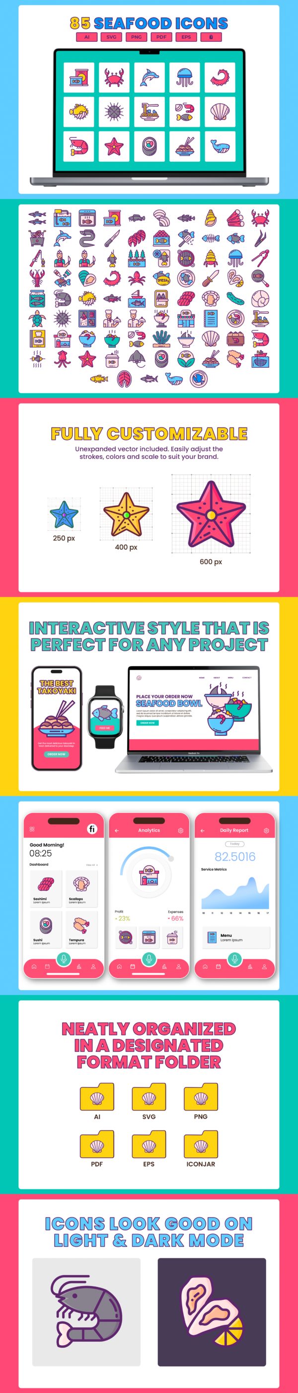 85 Shellfish Icon Set - Flat Icons