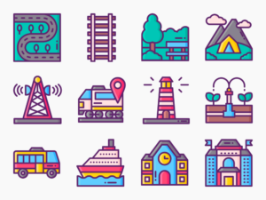 90 Infrastructure Facilities Icon Set - Flat Icons