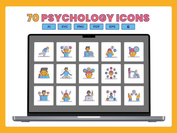 70 Mind Icon Set - Flat Icons