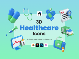 3D Healthcare Icon Set - Flat Icons