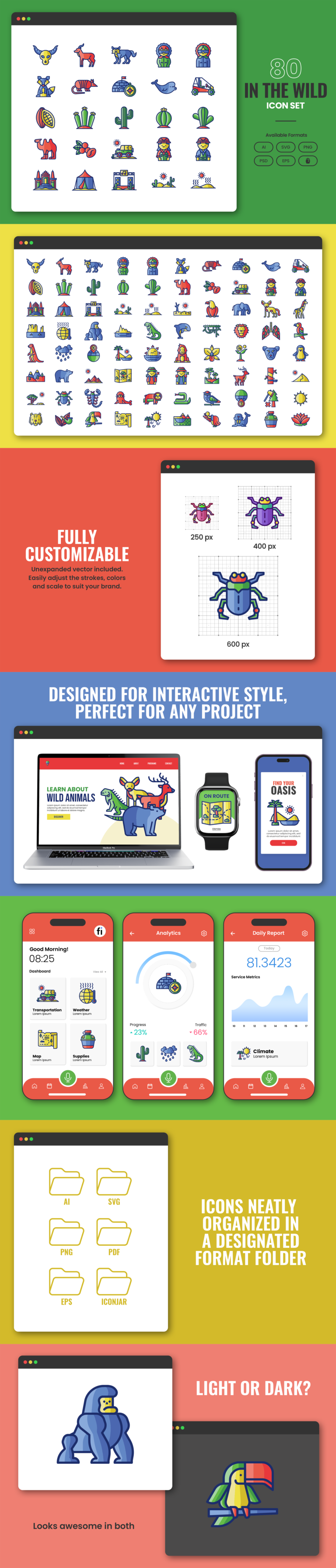 80 Wilderness Icon Set - Flat Icons