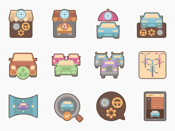 50 Auto Parts Icon Set - Flat Icons