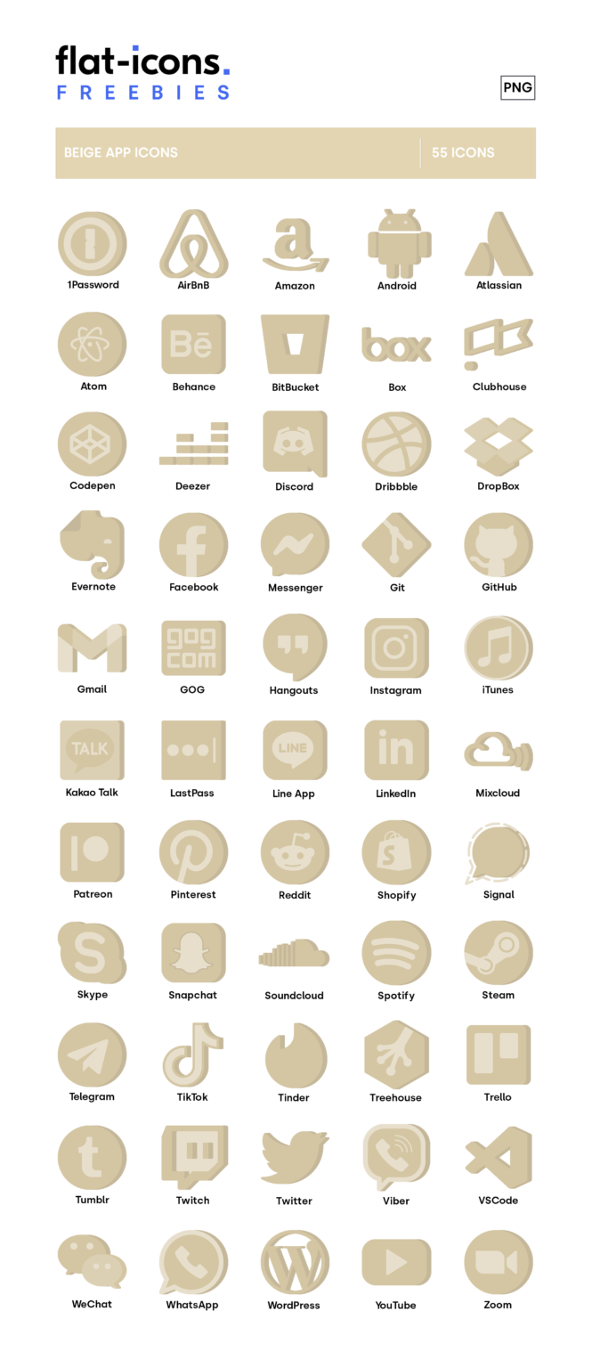 Beige App Icon Set - Free - Flat Icons