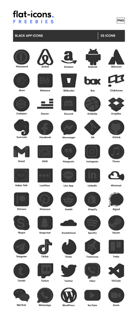 Black App Icon Set - Free - Flat Icons