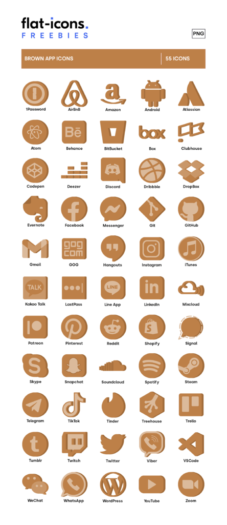 Brown App Icon Set - Free - Flat Icons