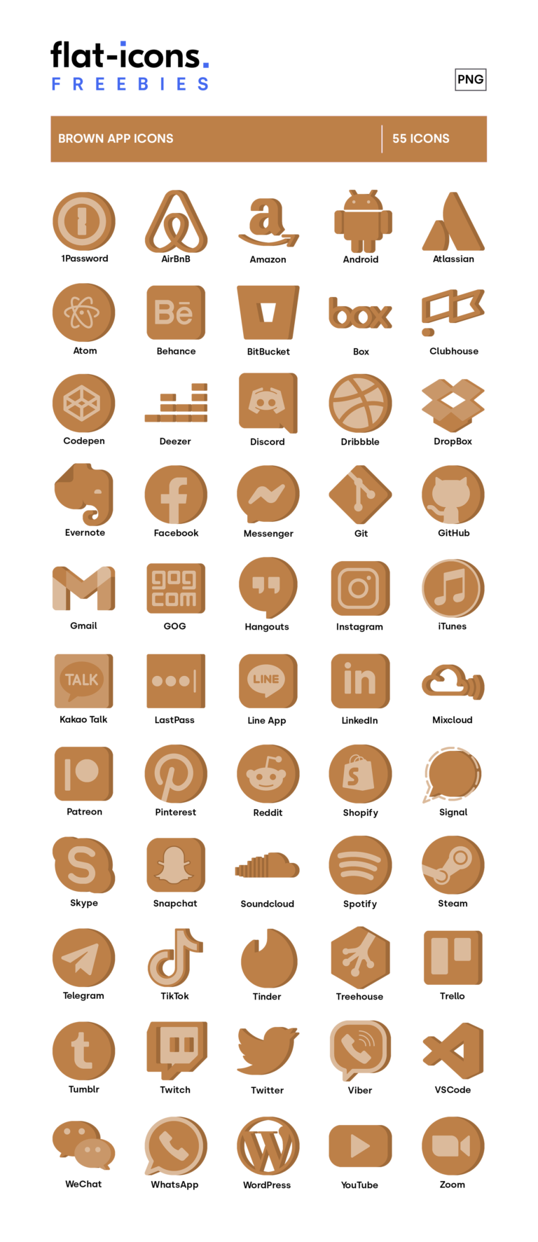 Brown App Icon Set - Free - Flat Icons
