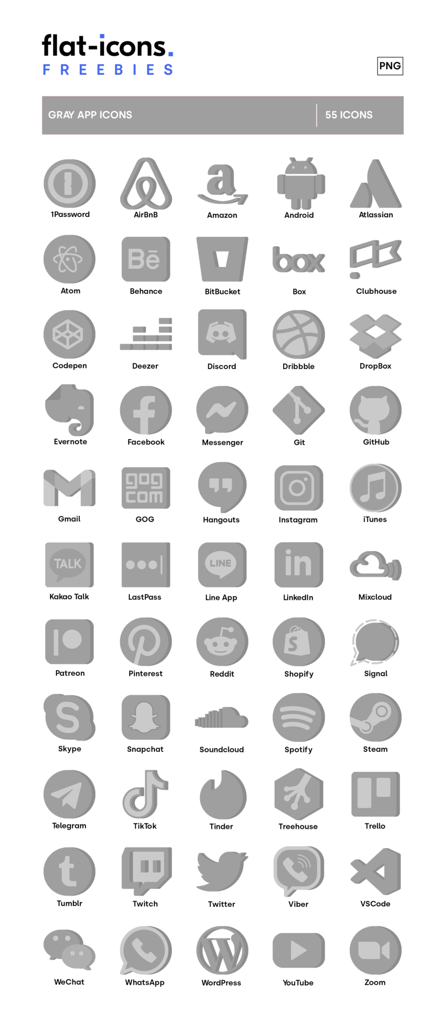 Gray App Icon Set - Free - Flat Icons