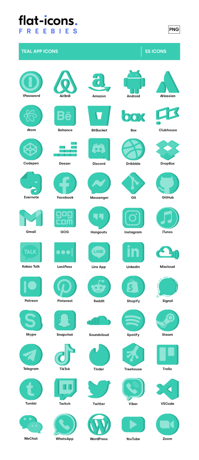 Teal App Icon Set - Free - Flat Icons