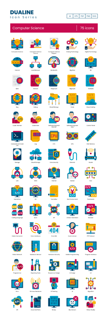 75 Informatics Icon Set - Flat Icons