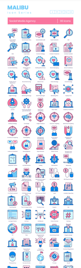 90 Digital Agency Icon Set - Flat Icons
