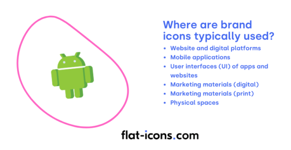 Brand Icons: definition, key characteristics, uses, and examples - Flat ...