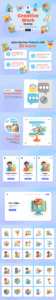 3D Creative Work Icon Set - Flat Icons