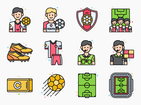 70 Soccer Icon Set - Flat Icons