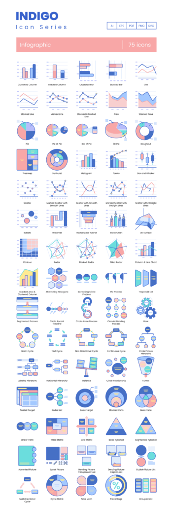 75 Visual Data Icon Set - Flat Icons