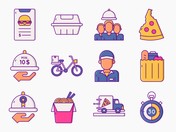 65 Meal Drop Icon Set - Flat Icons