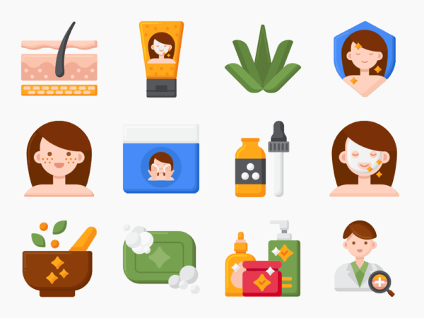 90 Skin Health Icon Set - Flat Icons