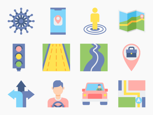 70 Route Finder Icon Set - Flat Icons