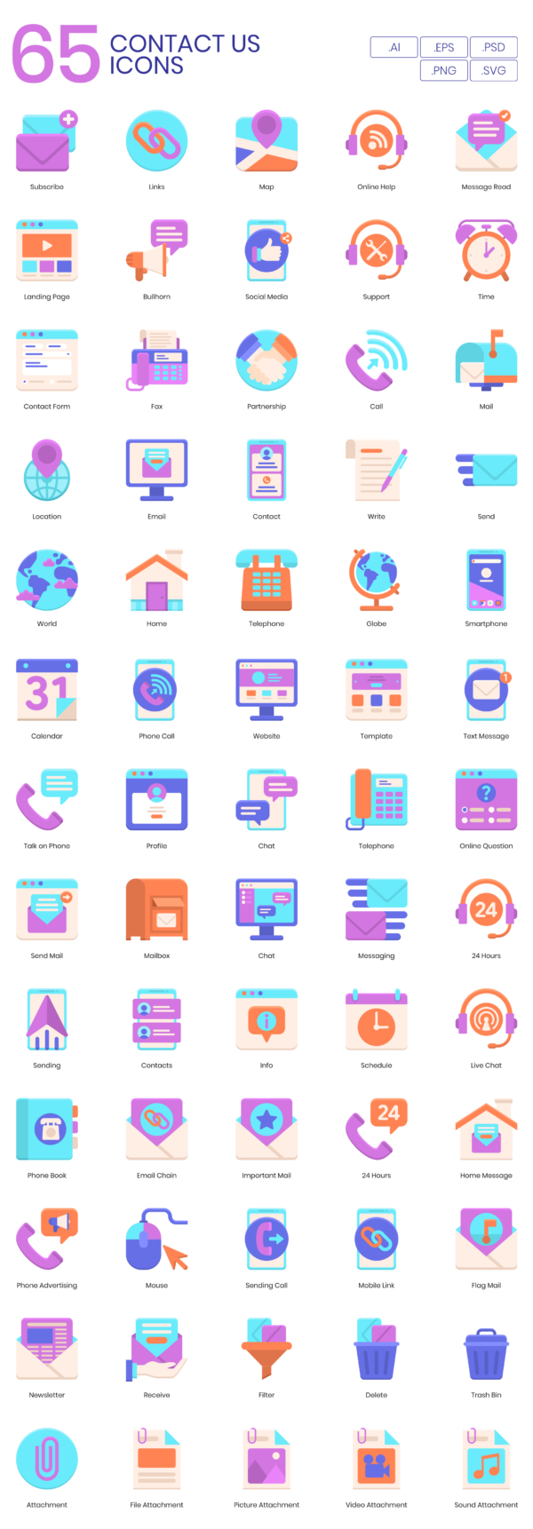 65 Quick Connect Icon Set - Flat Icons